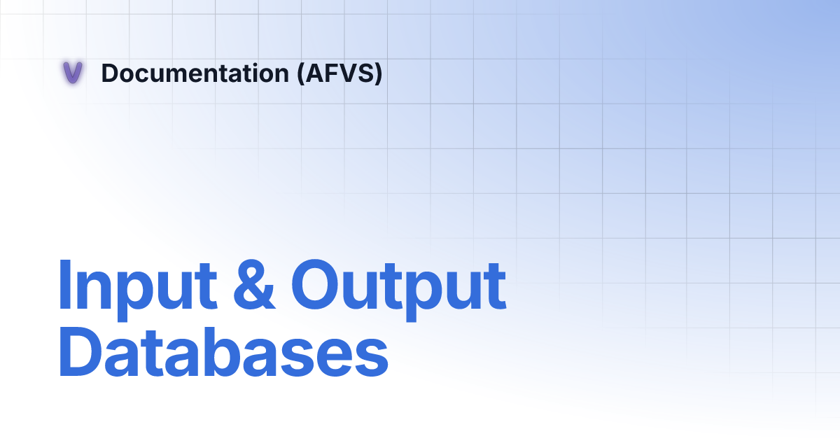 Input And Output Databases Documentation Vf 20 2626