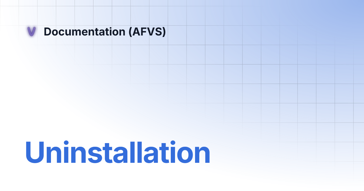 Uninstallation | Documentation (AFVS)